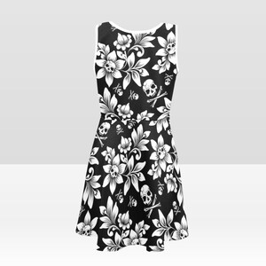 Gothic Kids Sundress, Spooky Tiki Skull Flower Toddler Dress,floral ...