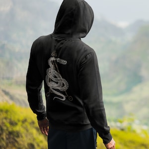 Occult Snake Hoodie, Goth Serpent Skeleton Hooded Sweatshirt, Satanic ...