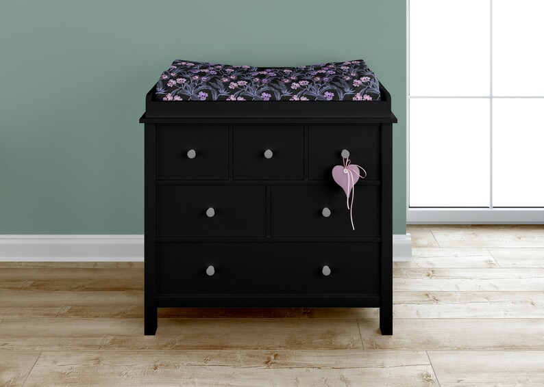 Pastel Goth Baby Changing Pad Cover, Pink & Purple Gothic Floral ...