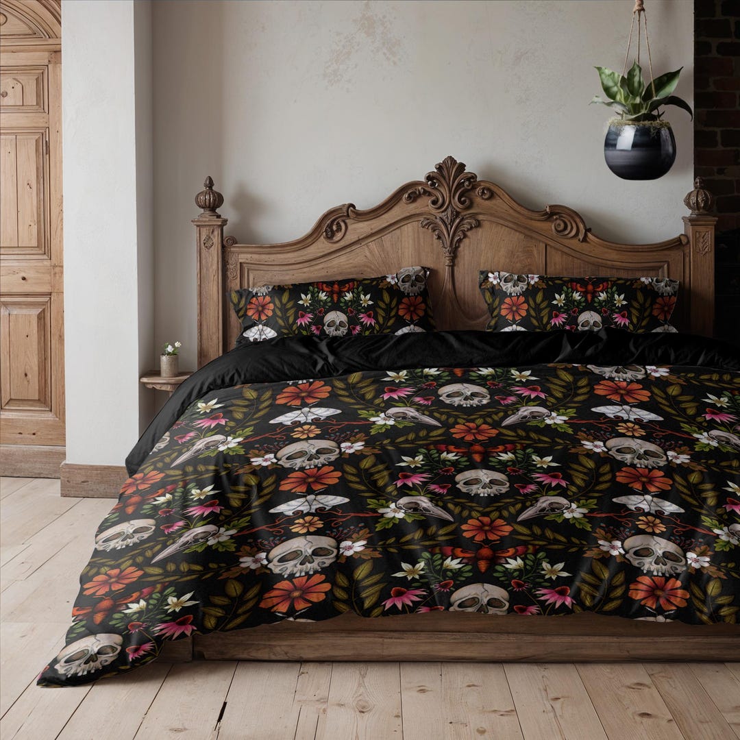 Dark Forest Bedding Set - Moody Cottagecore Duvet Cover & Pillowcases W ...