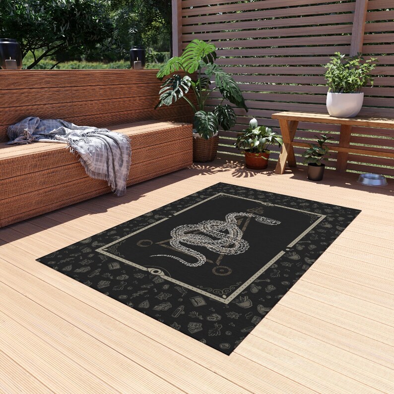 Occult Snake Rug Witchy Serpent Skeleton Outdoor Area Carpet - Etsy
