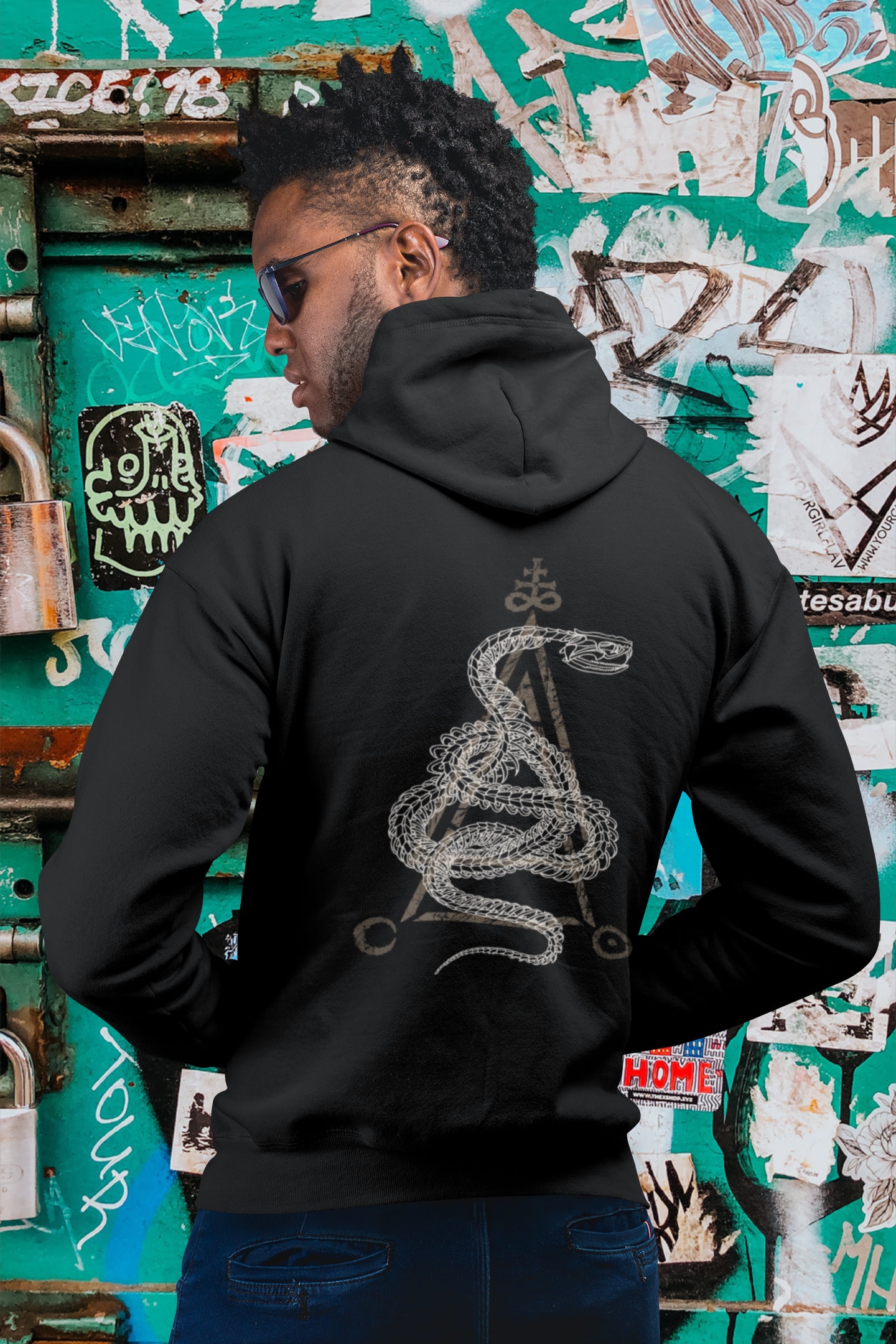 Occult Snake Hoodie Goth Serpent Skeleton Hooded Sweatshirt | Etsy
