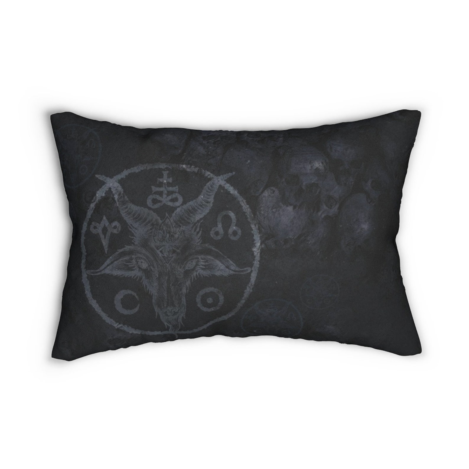 Baphomet Skull Pillow. Satanic Occult Home Decor. Dark & Spooky ...