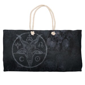 Satanic Weekender Tote. Black Metal Beach Bag. Tropical Goth Travel ...