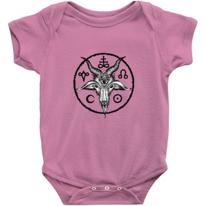 Occult Baby Bodysuit. Little Witch Baphomet Infant Snap Jumper. Goth Baby Tee. Satanic Baby ...