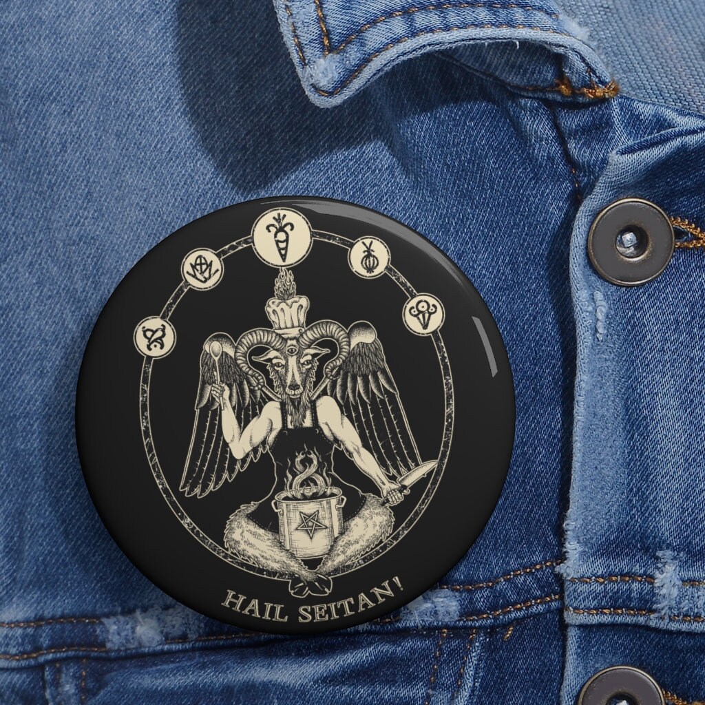 Hail Seitan Button Chef Baphomet Pin Vegan Metalhead Gift | Etsy