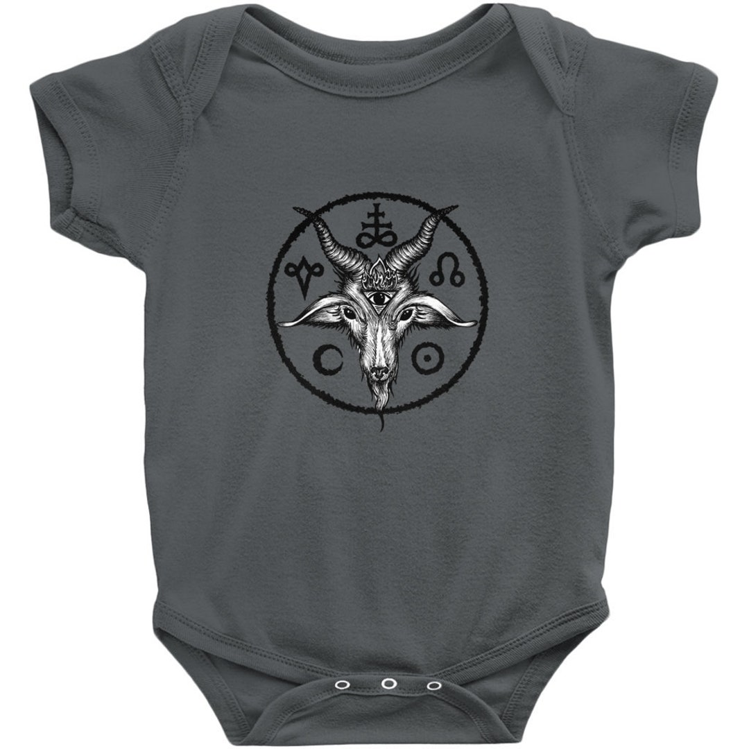Occult Baby Bodysuit. Little Witch Baphomet Infant Snap Jumper. Goth Baby Tee. Satanic Baby ...
