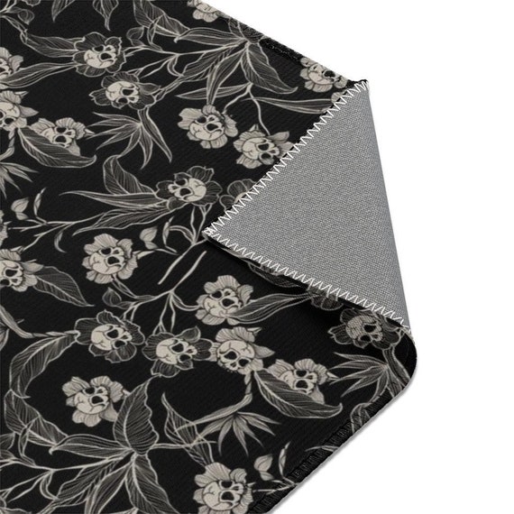 Gothic Floral Rug Spooky Skull Flowers Area Rug Goth Tiki - Etsy