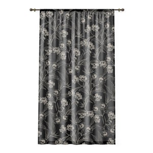 Gothic Floral Curtain, Elegant Macabre Skull Flowers Window Curtains in ...