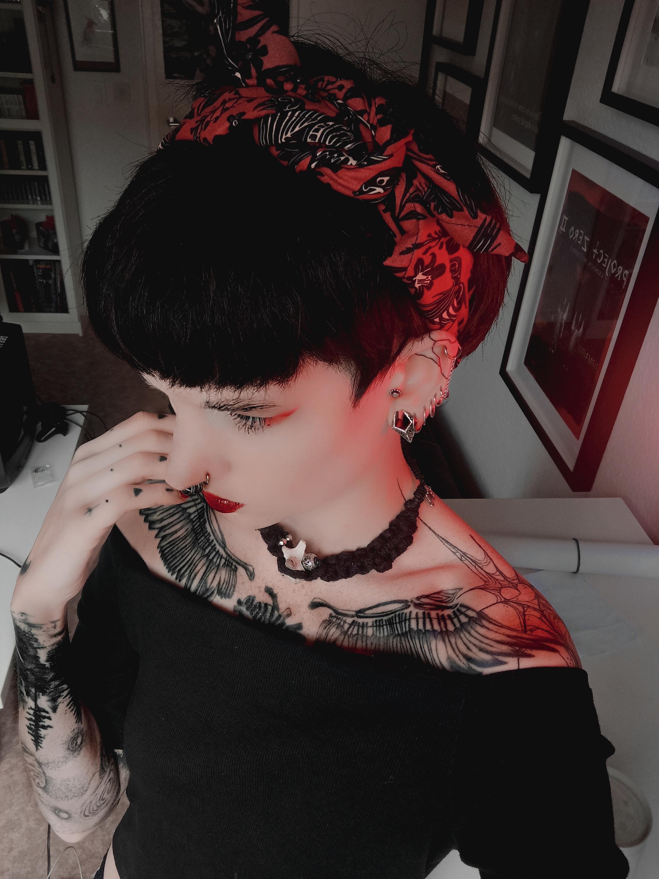 Fall Skeleton Bandana, Versatile Goth Bird Skull Floral Cloth in Rust ...
