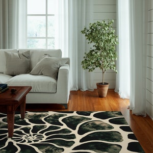 Gothic Ammonite Rug, Spooky Spiral Skull Fossil Watercolor Living Room ...