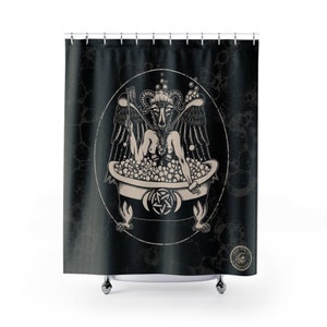Bathomet Shower Curtain Funny Satanic Pun Bathroom Decor, Occult Humor ...