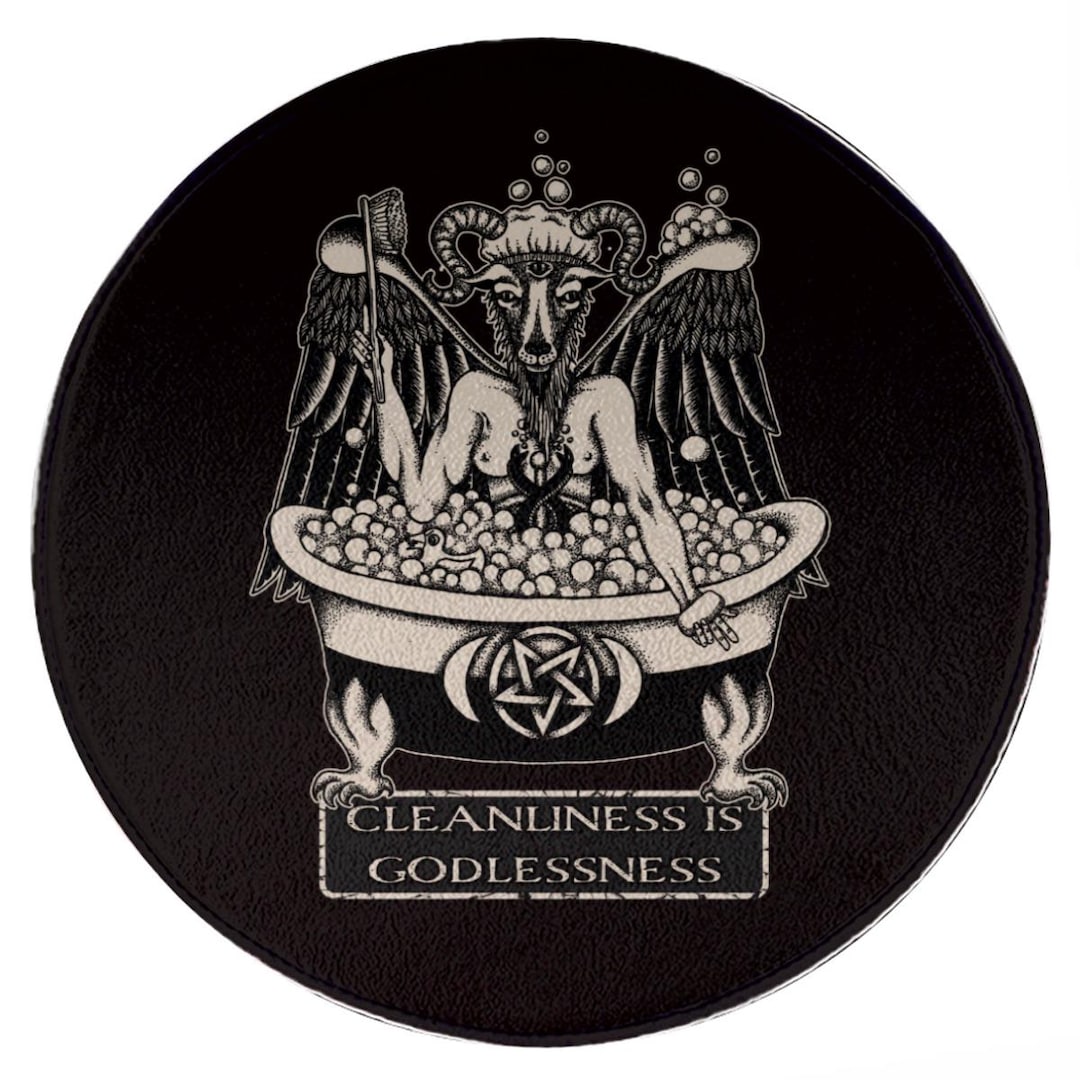 Round Bathomet Bath Mat, Funny Satanic Accent Shower Rug, Witchy Occult ...