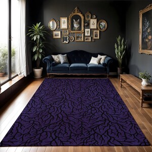 Purple Thorn Floor Mat, No-pile Moody Maximalist Area Rug W/ Spooky ...