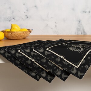 Bat Skeleton Placemat Set, Spooky Occult Gothic Dining Room Table ...