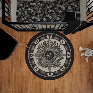 Occult Tarot Rug, Round Accent Carpet W/ Witchy Esoteric Wheel of ...