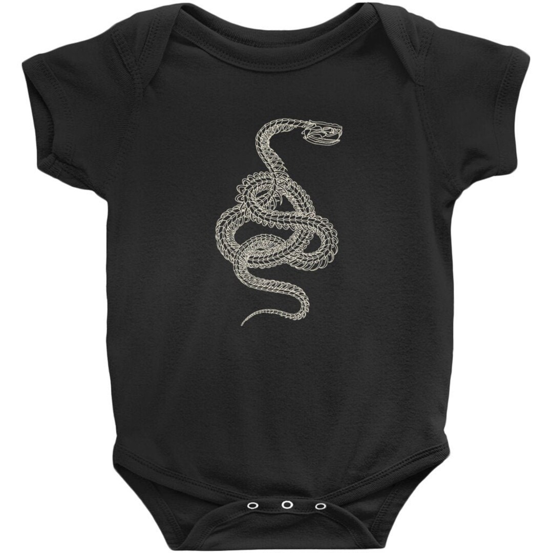 Snake Skeleton Baby Tee. Rattlesnake Bones Art Infant Snap Bodysuit ...