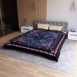 Pink Dancing Skeleton Duvet Cover, Spooky Goth Vaporwave Bedding in ...