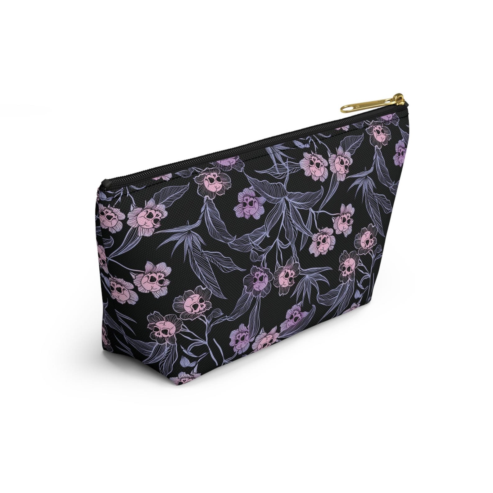 Pastel Goth Pouch, Spooky Pink Gothic Floral Skull Makeup Bag, Travel ...