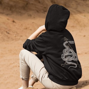 Occult Snake Hoodie, Goth Serpent Skeleton Hooded Sweatshirt, Satanic ...