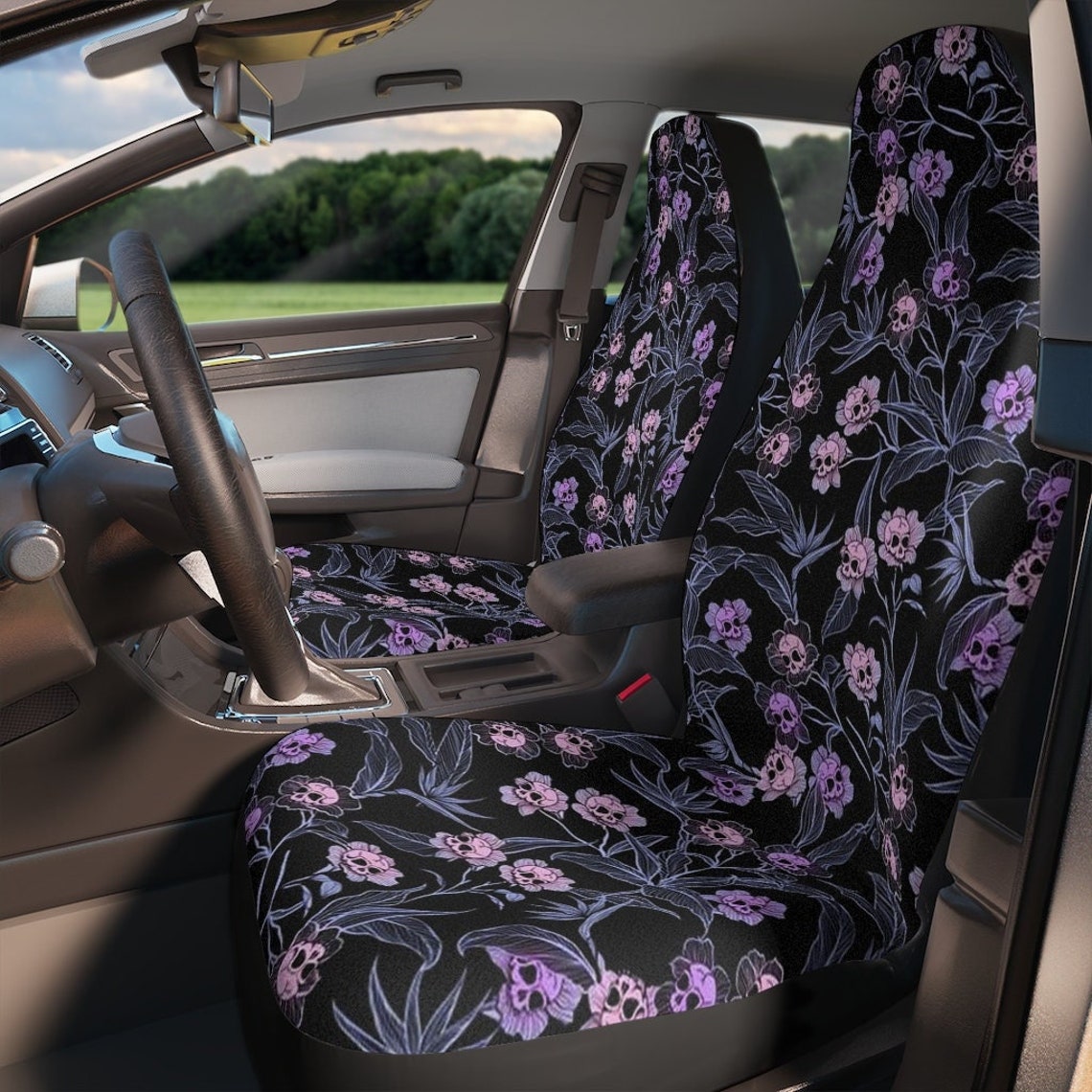 Pastel Goth Car Seat Covers, Beautiful Macabre Gothic Floral Skull ...