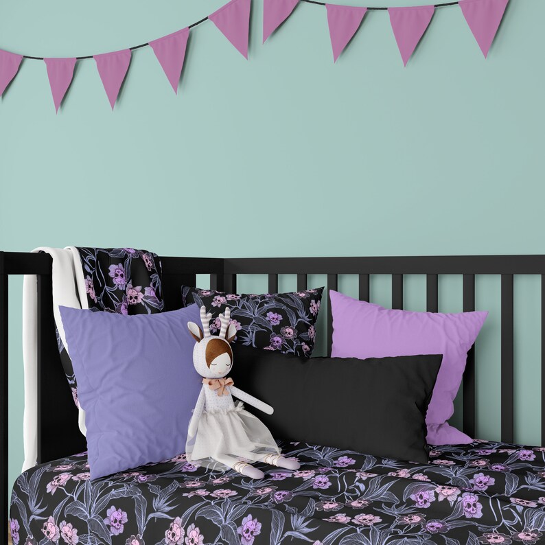 Pastel Goth Crib Sheets Spooky Skull Flower Infant Cot Sheets - Etsy