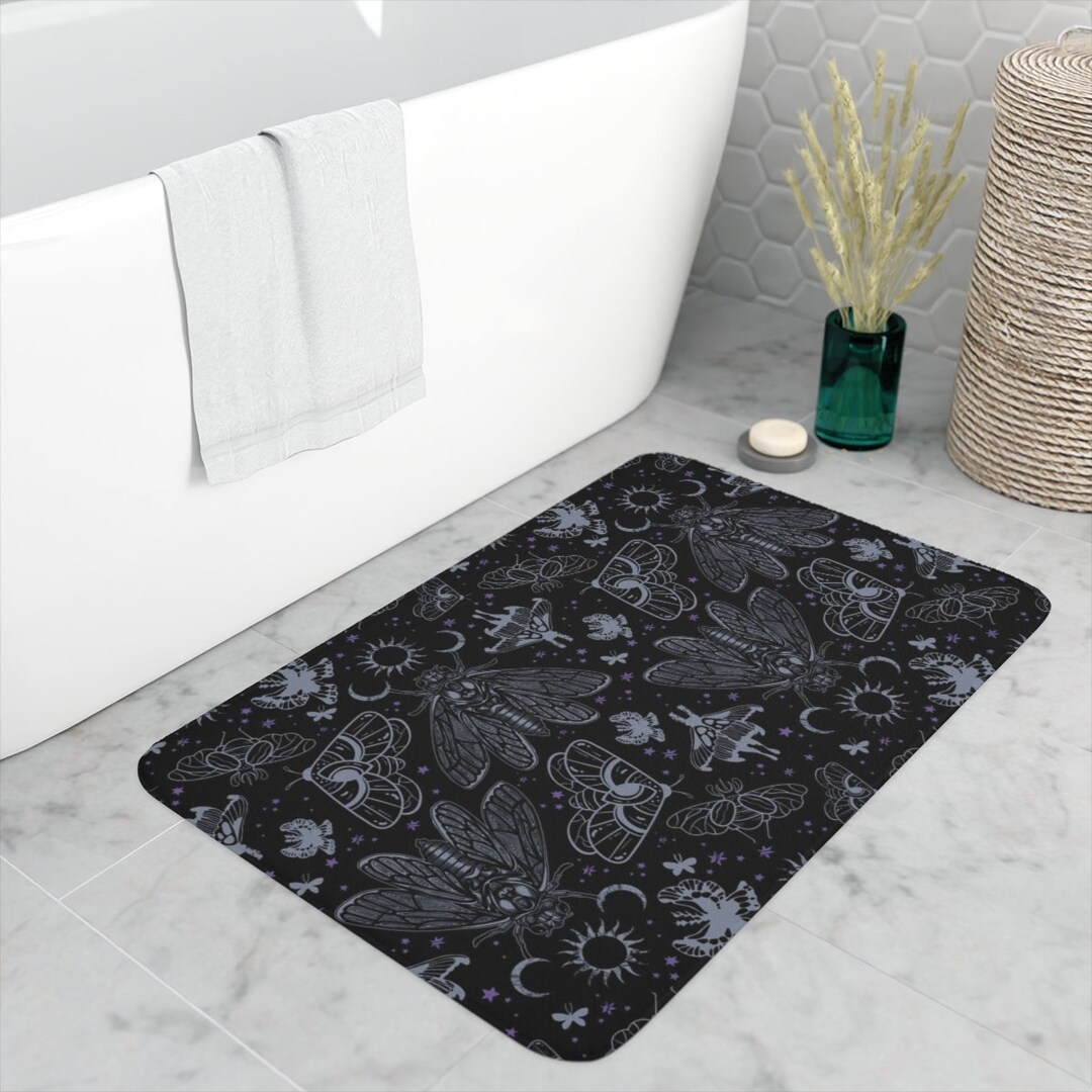 Esoteric Cicada Bathmat, Witchy Gothic Insect Shower Rug,celestial ...