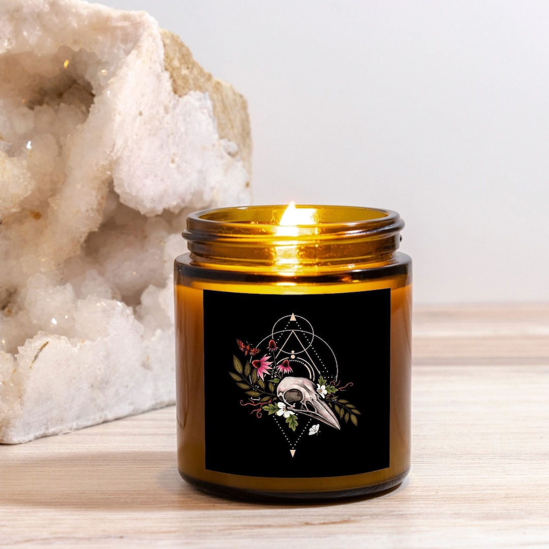 Witchy Floral Candle | Macabre Dark Cottagecore Decor | Scented Vegan ...