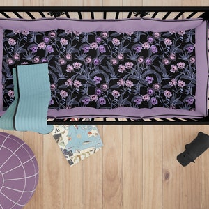 Pastel Goth Crib Sheets, Spooky Skull Flower Infant Cot Sheets in Pink ...