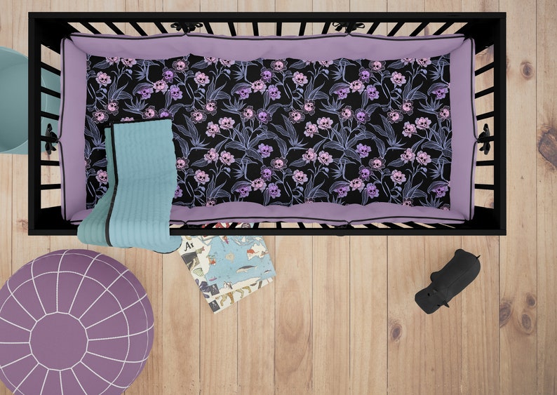 Pastel Goth Crib Sheets Spooky Skull Flower Infant Cot Sheets - Etsy