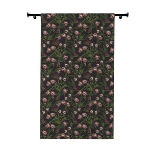 Bones & Botany Curtain, Elegant Macabre Skull Window Curtains W/ Gothic ...