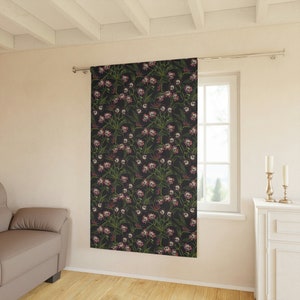 Bones & Botany Curtain, Elegant Macabre Skull Window Curtains W/ Gothic ...