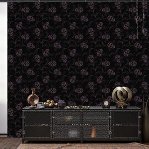 Elegant Skull Wallpaper | Macabre Gothic Floral Wall Mural | Peel ...