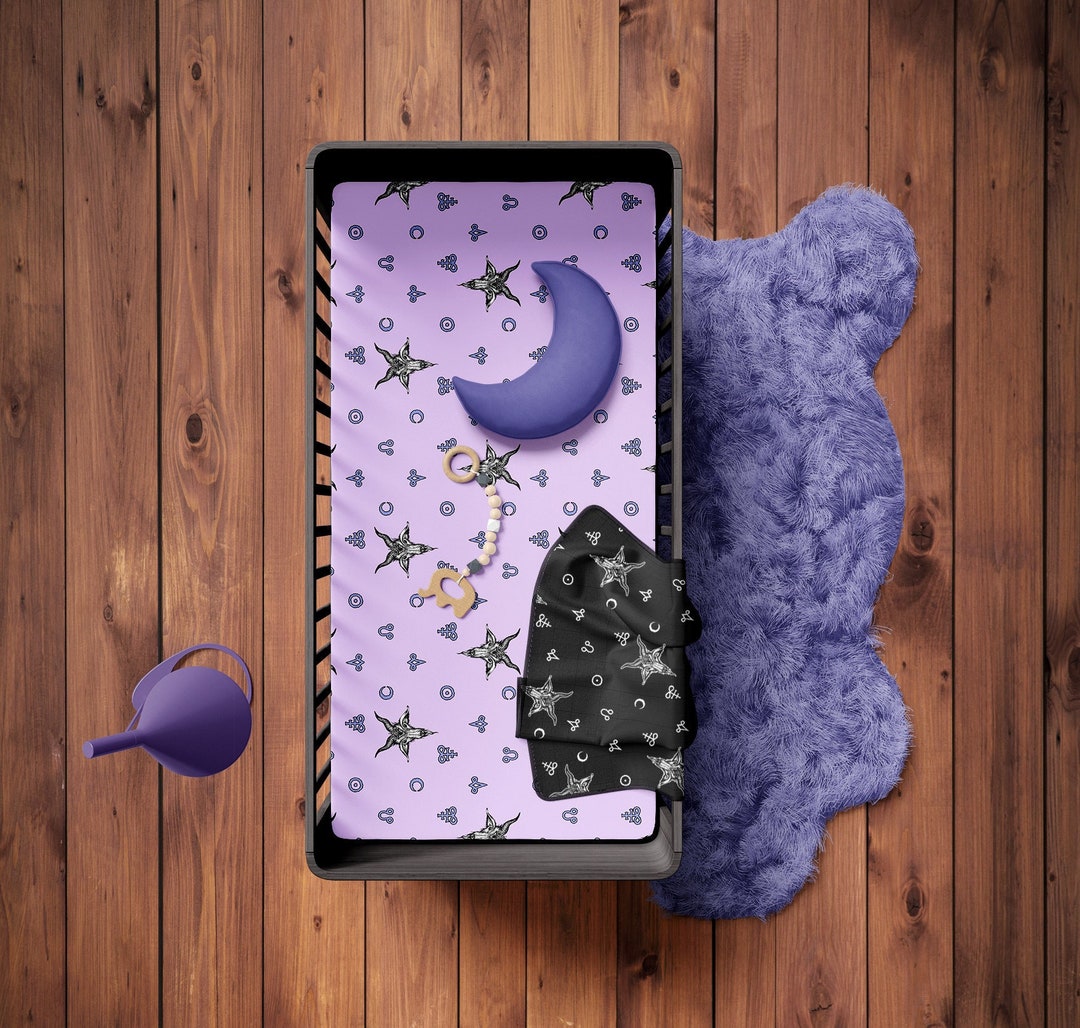 Purple Satanic Crib Sheets. Pink Baphomet Sheet. Occult Witchy Nursery ...