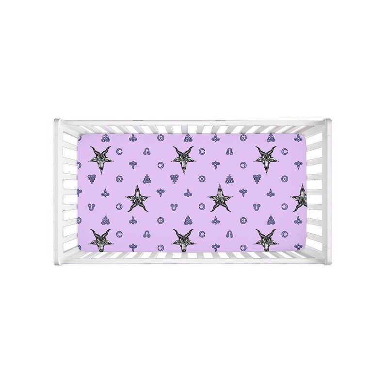 Purple Satanic Crib Sheets. Pink Baphomet Sheet. Occult Witchy Nursery ...