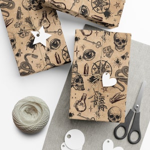Occult Wrapping Paper, Spooky Macabre Gift Wrap W/ Arcane Esoteric ...