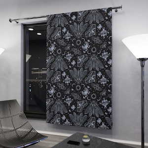 Esoteric Cicada Curtain, Witchy Goth Window Curtain W Celestial Moth ...