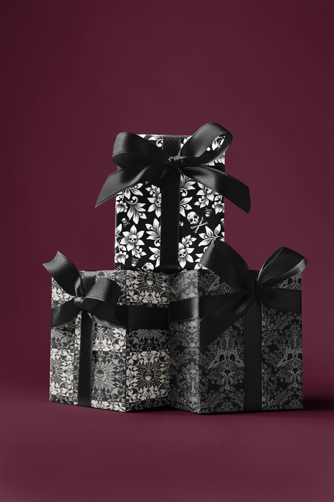 Dark Gothic Wrapping Paper Spooky Macabre Victorian Skull - Etsy