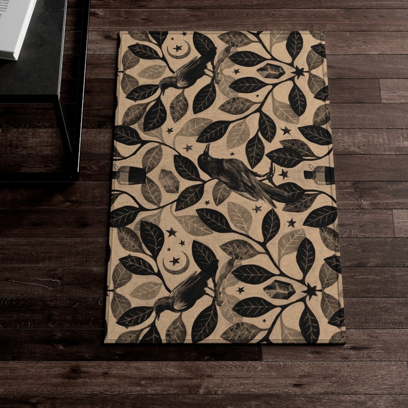 Witchy Raven Rug Gothic Watercolor Indoor or Outdoor Area - Etsy