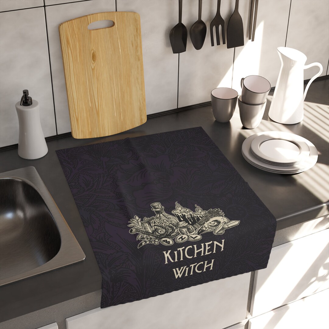Kitchen Witch Towel, Occult Herbalist Magick Dishcloth, Witchy Goth ...
