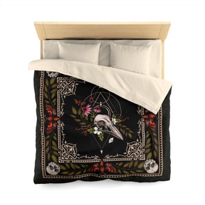 Dark Cottagecore Duvet Cover, Witchy Gothic Floral Queen Bedding W ...