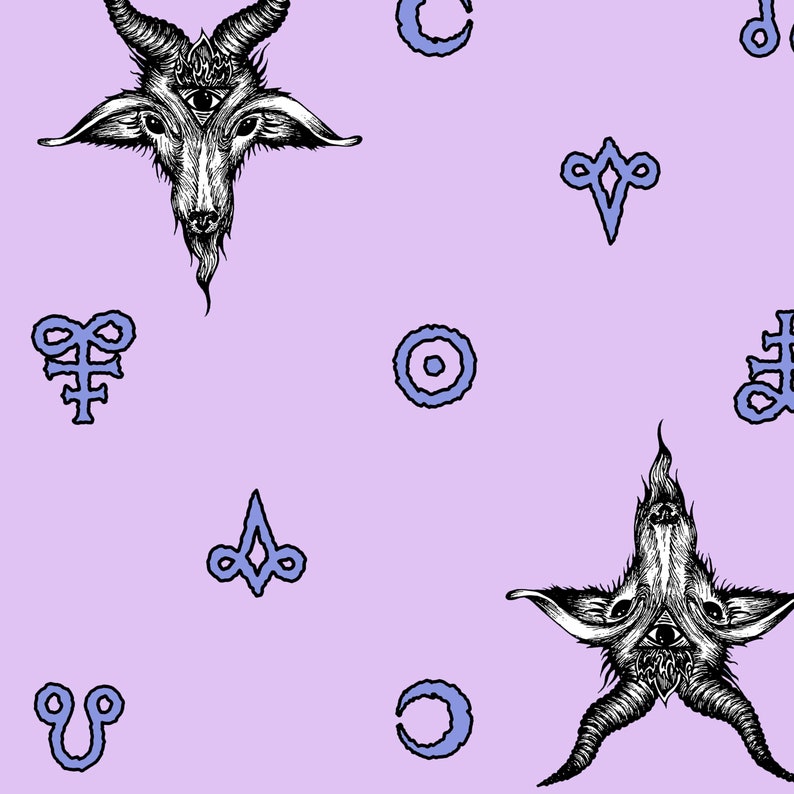 Purple Satanic Crib Sheets. Pink Baphomet Sheet. Occult Witchy Nursery ...