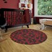 Red Watercolor Skull Rug, Round Gothic Macabre Botanical Watercolor ...
