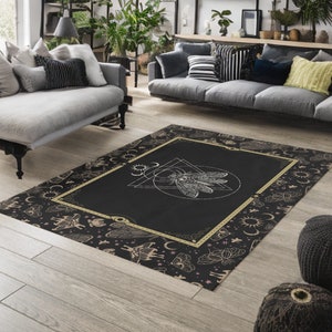 Occult Cicada Rug, Witchy Moth Outdoor Area Carpet W Gothic Witch ...
