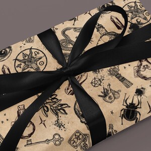 Occult Wrapping Paper, Spooky Macabre Gift Wrap W/ Arcane Esoteric ...