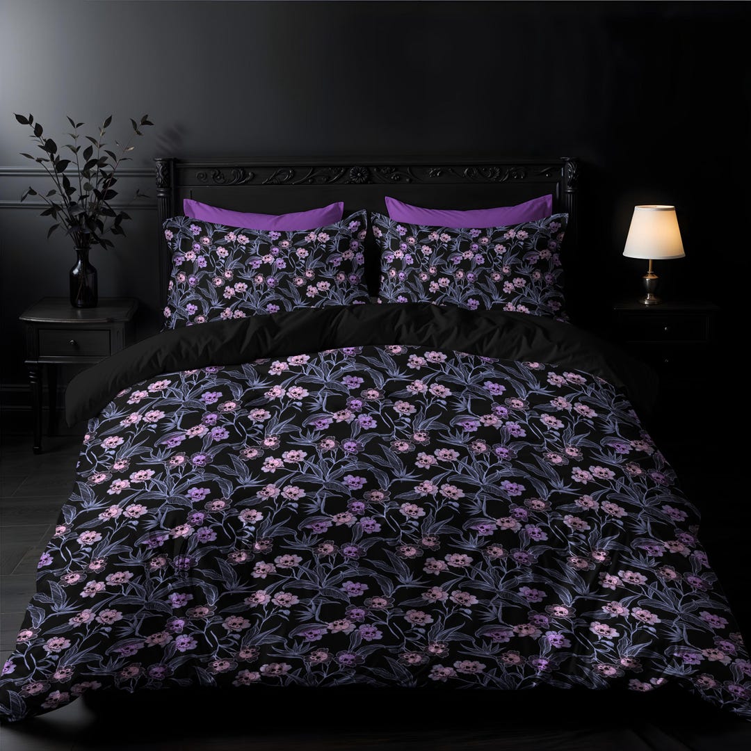 Pastel Goth Bedding, Pink + Black Gothic 3-piece Duvet Cover ...