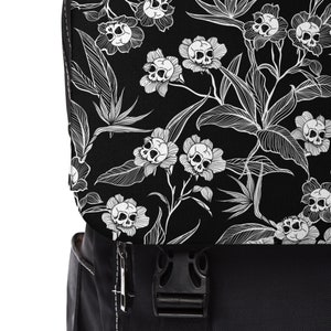 Gothic Floral Book Bag, Spooky Whimsigoth Skull Flower Shoulder ...