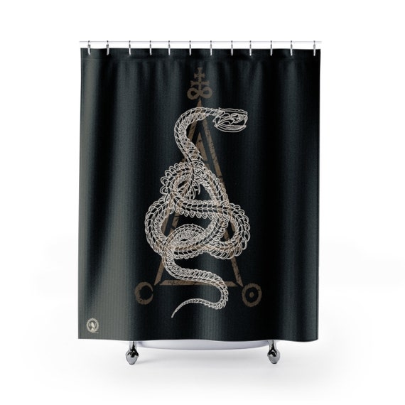 Occult Shower Curtain. Serpent Skeleton & Satanic Symbols | Etsy
