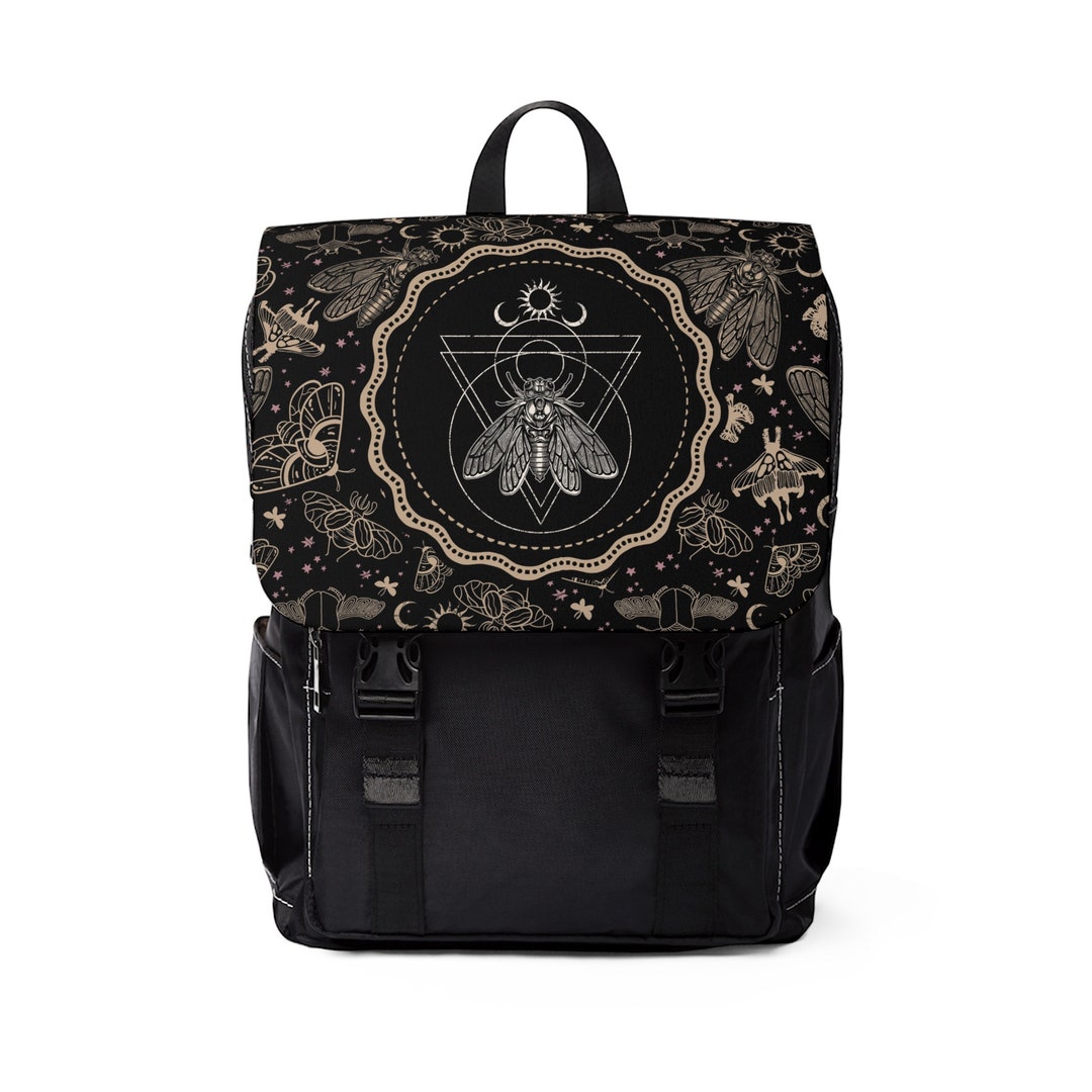 Witchy Cicada Book Bag W/ Occult Dark Academia Moth & Scarab Pattern. A ...