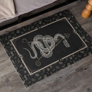 Occult Snake Rug, Witchy Serpent Skeleton Outdoor Area Carpet W ...